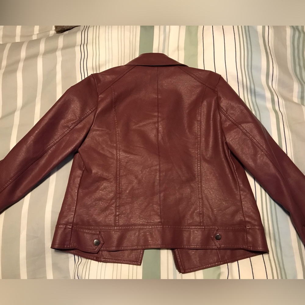 Burgundy Faux Leather Moto Jacket - Stitch Fix - Gem
